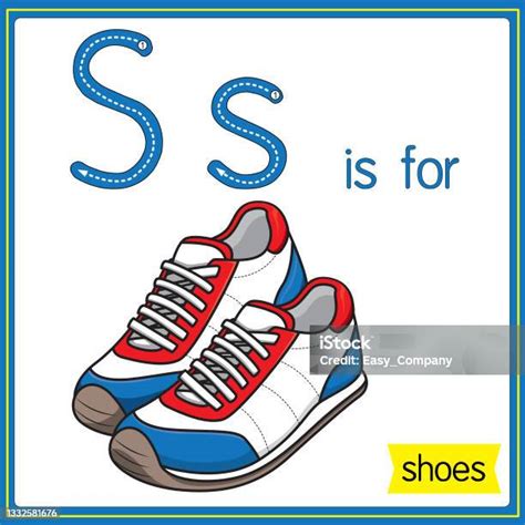 만화 이미지가있는 어린이의 경우 알파벳학습을 위한 벡터 일러스트레이션 문자 S는 신발입니다 스포츠 신발에 대한 스톡 벡터 아트 및 기타 이미지 Istock