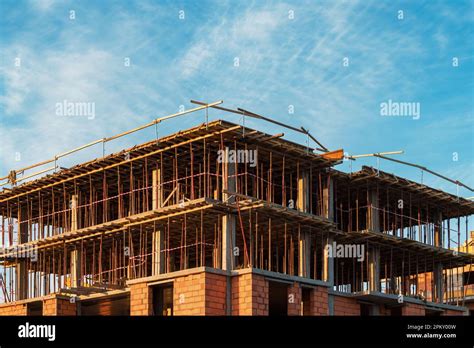 Scaffolding Holding The Concrete Pillars Framework Of Building