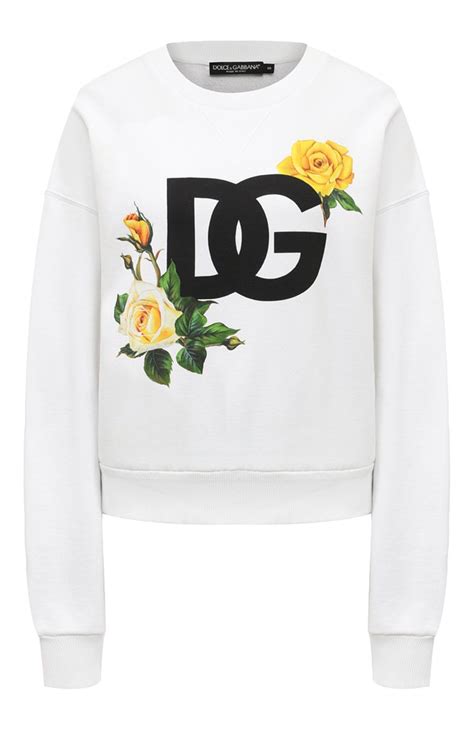 Женский белый хлопковый свитшот DOLCE & GABBANA купить в интернет ...