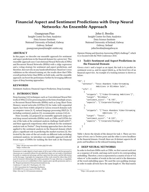 Pdf Financial Aspect And Sentiment Predictions With Deep Neural Networks An Ensemble Approach