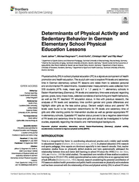 Determinants Of Physical Activity And Sedentary Behaviour