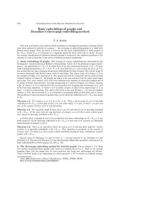 pdf basic embeddings of graphs and dynnikov s three page embedding
