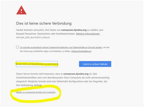 This Is Not A Secure Connection Warning On A Web GUI VPN FA