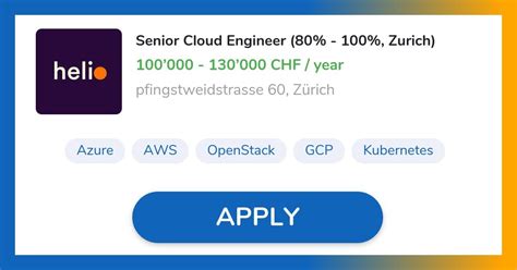 senior cloud engineer 80 100 zurich r swissdevjobs