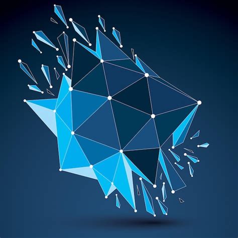Premium Vector 3d Vector Low Poly Object With Blue Connected Lines And Dots Geometric