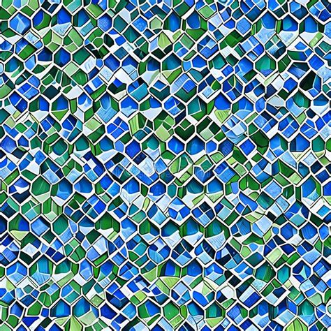 A Repeating Pattern Of Interlocking Diamonds In Shades Of Blue And Green5 Generative Ai Stock