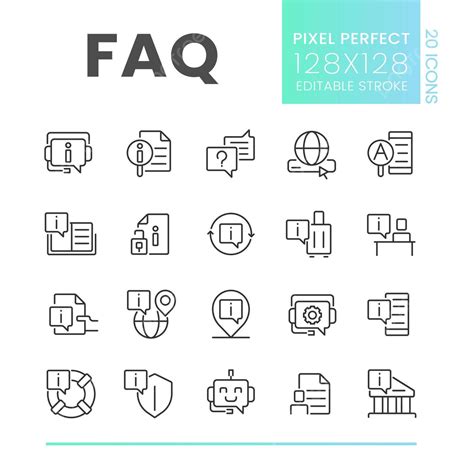 Faq Pixel Perfect Linear Icons Set Big Frequently Asked Vector Big Frequently Asked PNG And