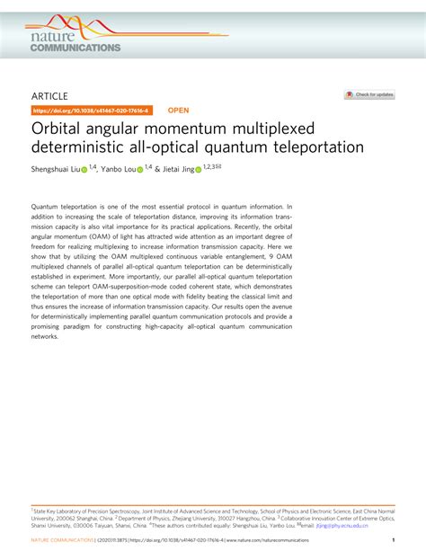 Pdf Orbital Angular Momentum Multiplexed Deterministic All Optical