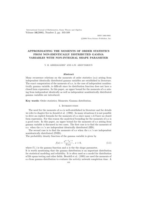Pdf Approximating The Moments Of Order Statistics From Non