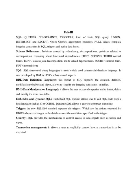 Dbms Unit 5 Hwn Pdf Databases Sql