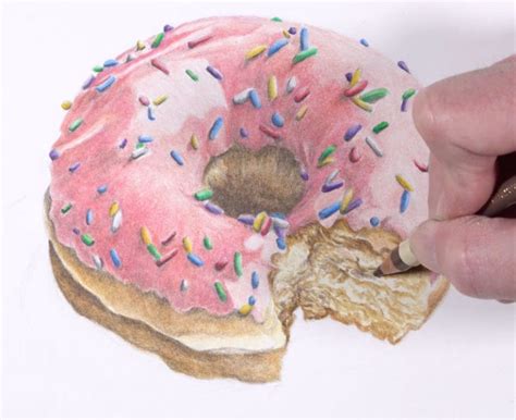 How To Draw A Doughnut With Colored Pencils