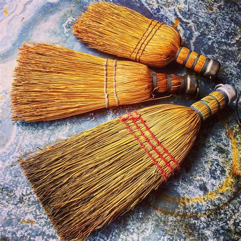 Whisk Brooms Three Vintage Straw Brooms Etsy