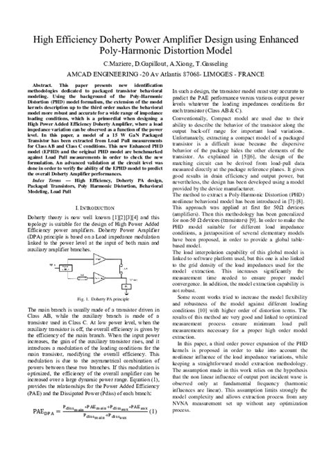 Pdf High Efficiency Doherty Power Amplifier Design Using Enhanced