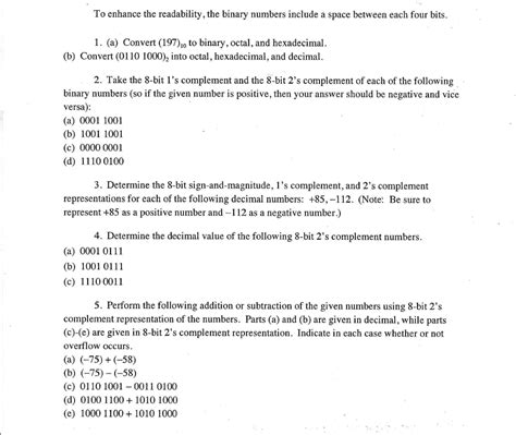 Solved To Enhance The Readability The Binary Numbers Chegg