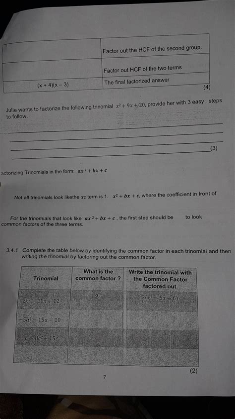 Solved Julie Wants To Factorize The Following Trinomial