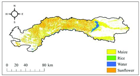 distribution map of crop types in the hetao plain in 2019 download