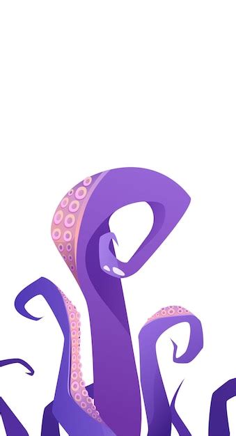 흰색 배경에 촉수 만화 벡터 일러스트 레이 션의 문어 프리미엄 벡터
