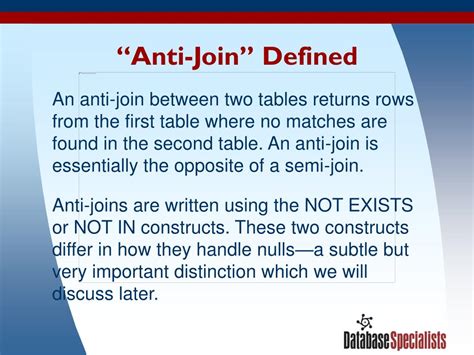 Ppt Speeding Up Queries With Semi Joins And Anti Joins How Oracle