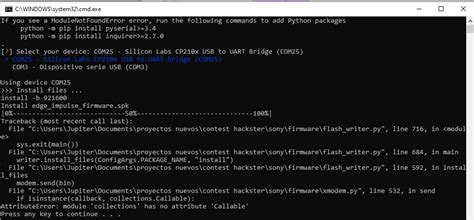 Failed To Get Info Off Device Timeout Report Bugs Edge Impulse