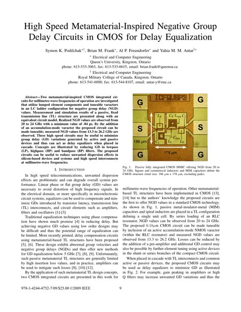 Pdf High Speed Metamaterial Inspired Negative Group Delay Circuits In Cmos For Delay Equalization