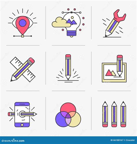Creative Flat Line Icon Set Stock Vector Illustration Of Brand