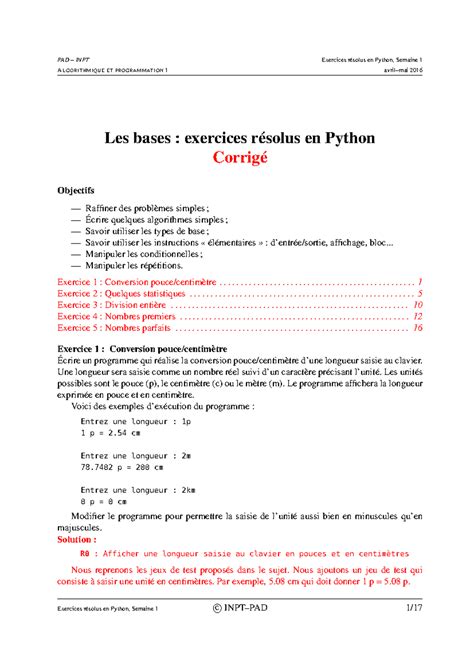 Algo1 Apad 2015 S1 Serie 1 Algo Python Corrige Pad Inpt Algorithmique Et Programmation 1