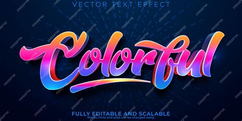 화려한 무지개 텍스트 효과 편집 가능한 현대적인 레터링 타이포그래피 글꼴 스타일 무료 벡터