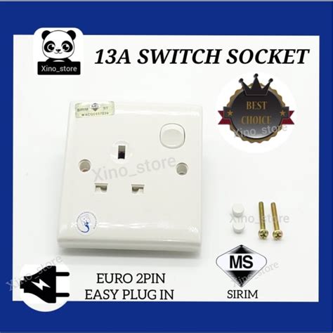 SIRIM 13A 250V 3PIN SWITCH SOCKET OUTLET SINGLE SWITCH SOCKET OUTLET ONE GANG ELECTRIC