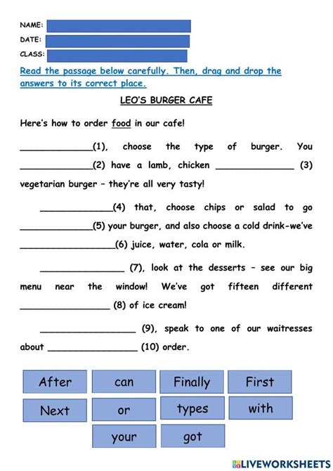 Sequencing Words Online Worksheet