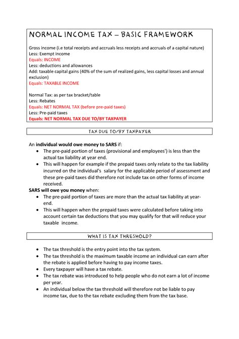 Normal Income Tax Basic Framework Normal Income Tax Basic Framework Gross Income I Total