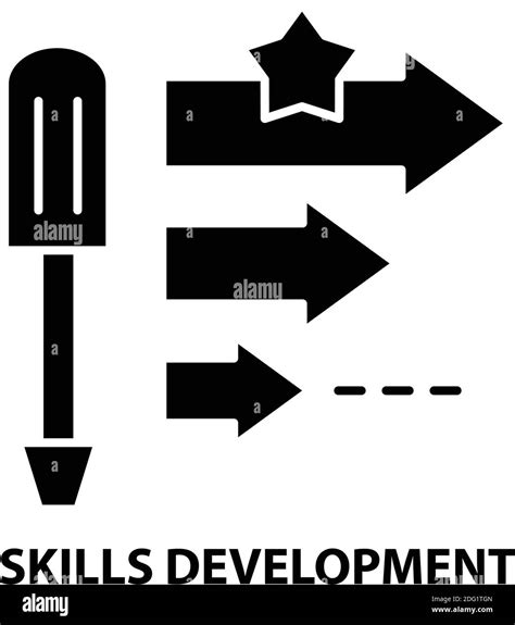 Skills Development Icon Black Vector Sign With Editable Strokes