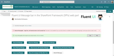 Fluent Ui Message Bar In The Sharepoint Framework Spfx Web Part