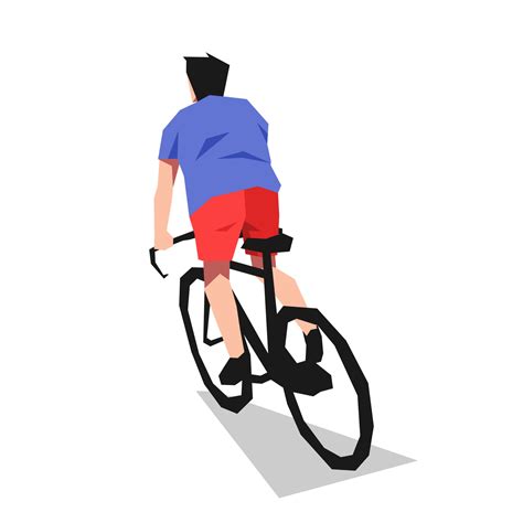 Man Riding A Bicycle Back View Cyclist Hobby Activity Vehicle Flat Vector Illustration