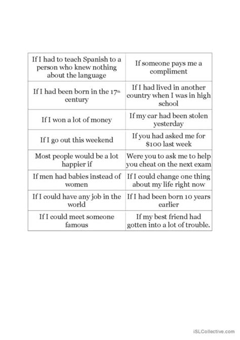 25 Conditionals Discussion Starters Speaking Cards Speaki