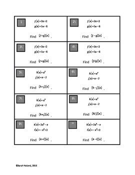 Function Operations Task Cards By CalculusLady TpT
