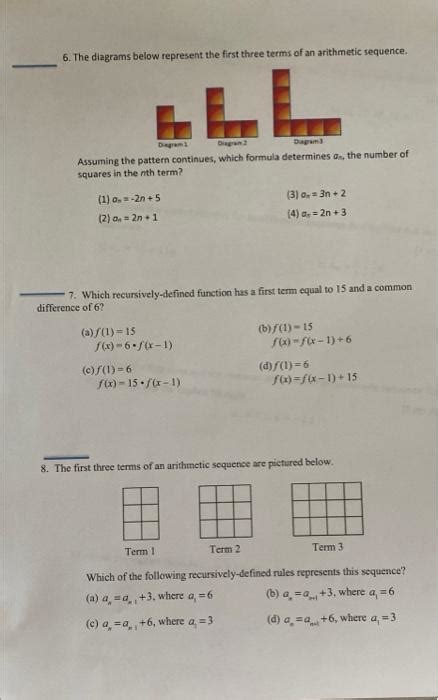 Solved 6 The Diagrams Below Represent The First Three Terms