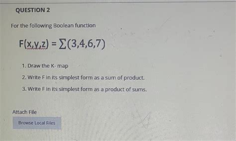 Solved For The Following Boolean Function