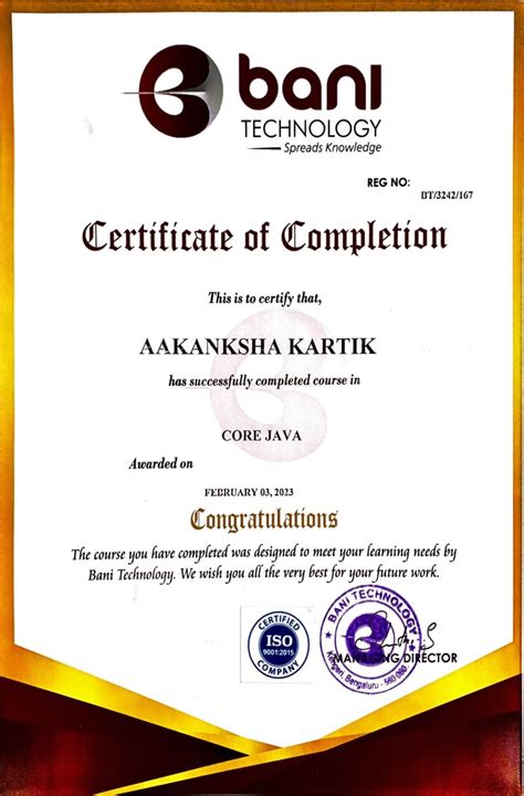 Aakanksha Kartik On Linkedin Java Experience Bani Certificationcourse