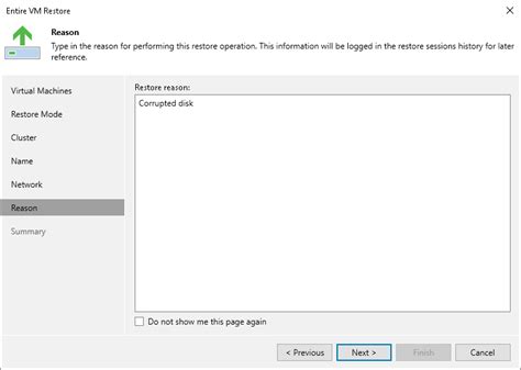 Step 7 Specify Restore Reason Veeam Plug In For Scale Computing Hypercore Guide