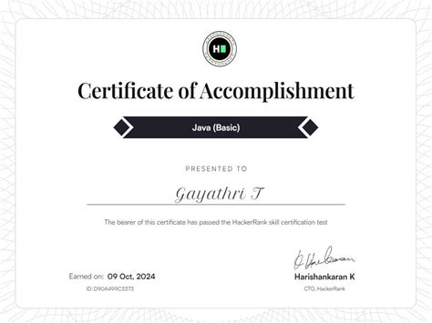 Gayathri T On Linkedin Java Programming Certification Hackerrank Learning Coding