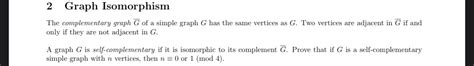 solved 2 ﻿graph isomorphismthe complementary graph bar g