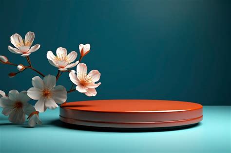 꽃의 3d 렌더링 포디움 Ai 생성 이미지