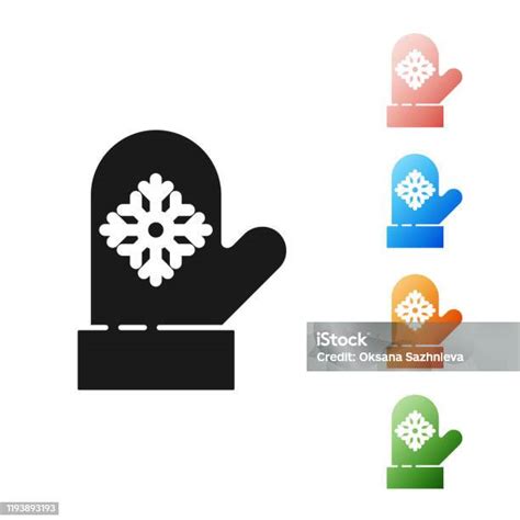 흰색 배경에 고립 된 검은 크리스마스 장갑 아이콘입니다 다채로운 아이콘을 설정합니다 벡터 일러스트레이션 12월에 대한 스톡 벡터