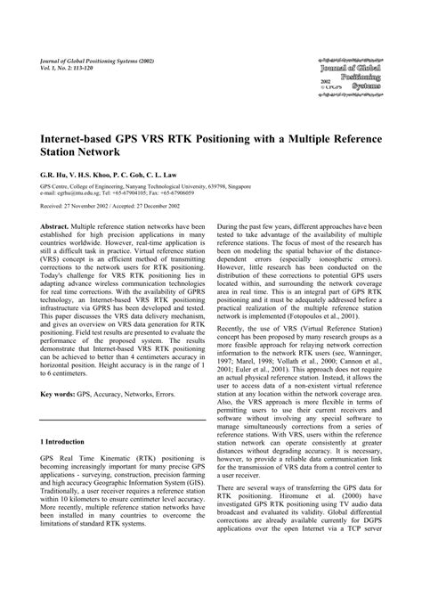 Pdf Internet Based Gps Vrs Rtk Positioning With A Multiple Reference Station Network