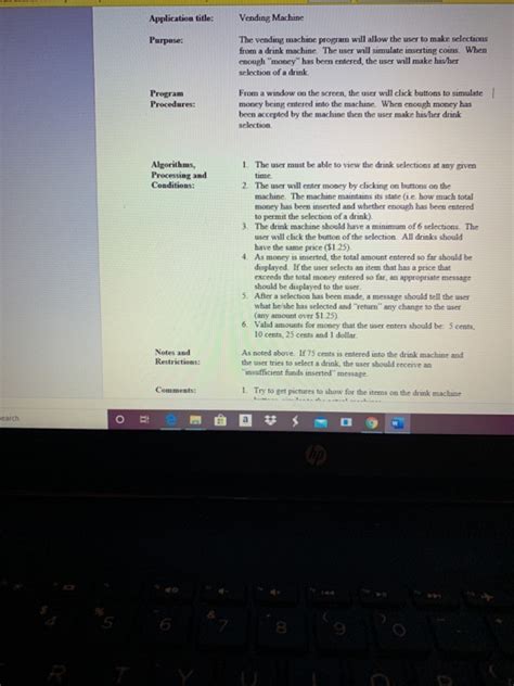 Application Title Vending Machine Purpose The