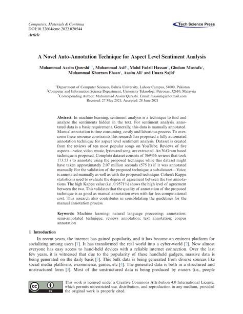 Pdf A Novel Auto Annotation Technique For Aspect Level Sentiment Analysis