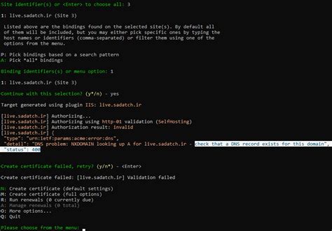 dns error on windows server for my subdomain help let s encrypt