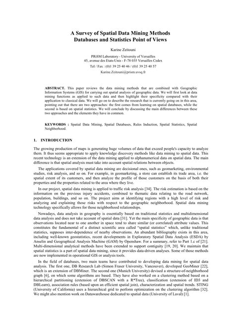 Pdf A Survey Of Spatial Data Mining Methods Databases And Statistics Point Of Views