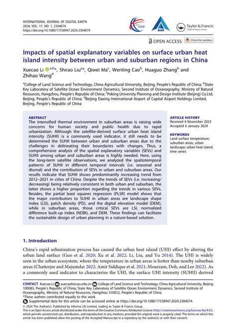 pdf impacts of spatial explanatory variables on surface urban heat