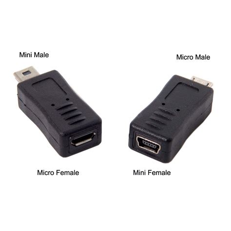 Cy Pcs Mini Usb Male To Micro Usb Pin Female Mini Female To Micro Male Extension Adapter
